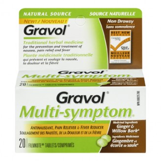 Buy Gravol Ginger Multi-Symptom Tablets with Ginger & Willow Bark, 20 ...